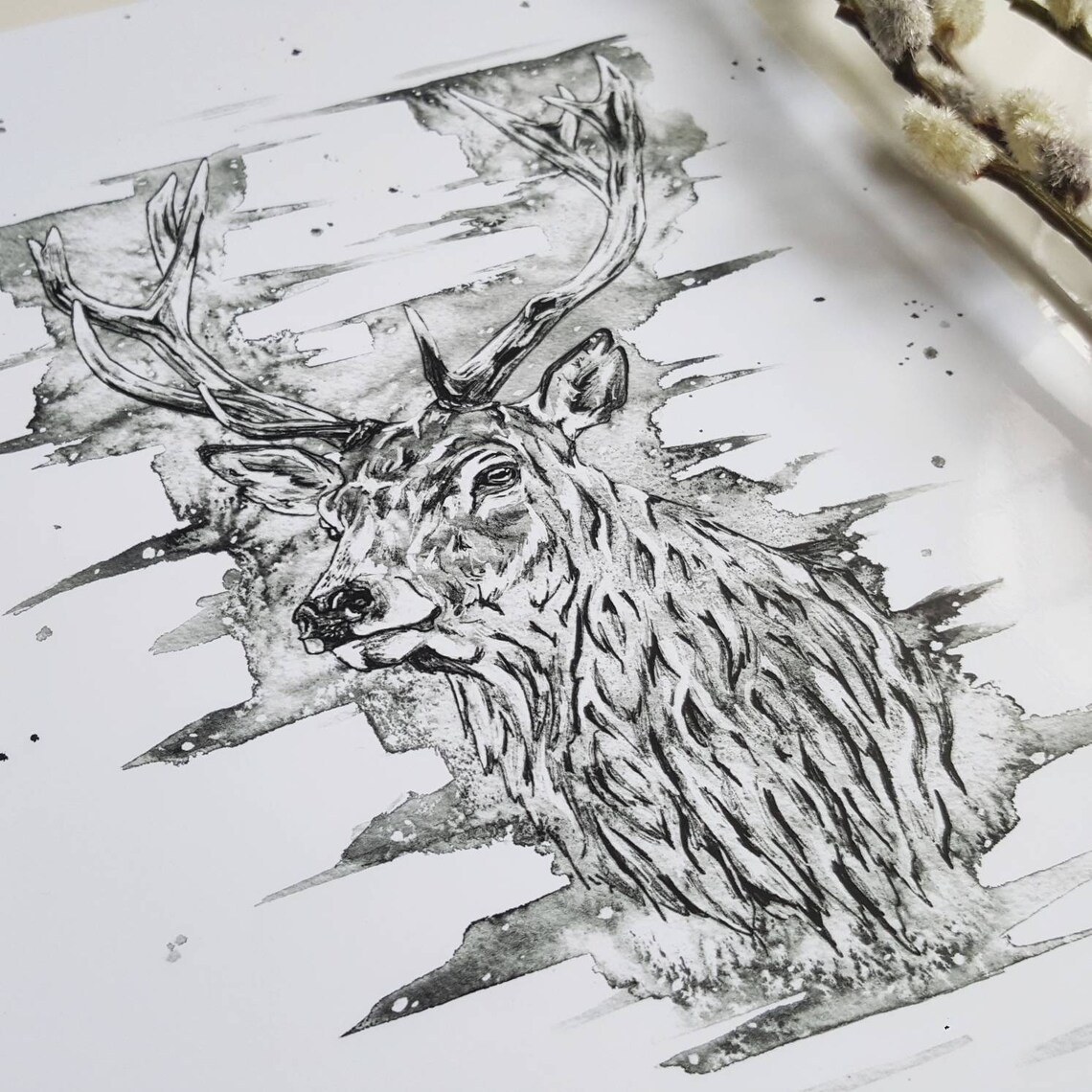 Watercolour Stag Print Stag Wall Art Woodland Animals - Etsy