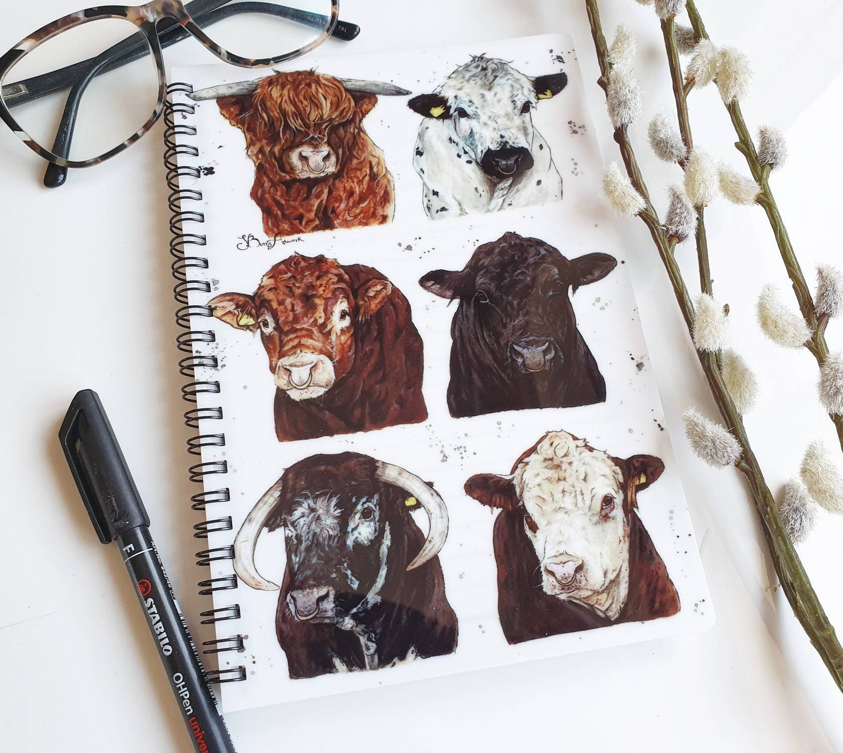 Bull Notebooks Spiral Bound Notepads Cow Lover Gifts Cattle | Etsy