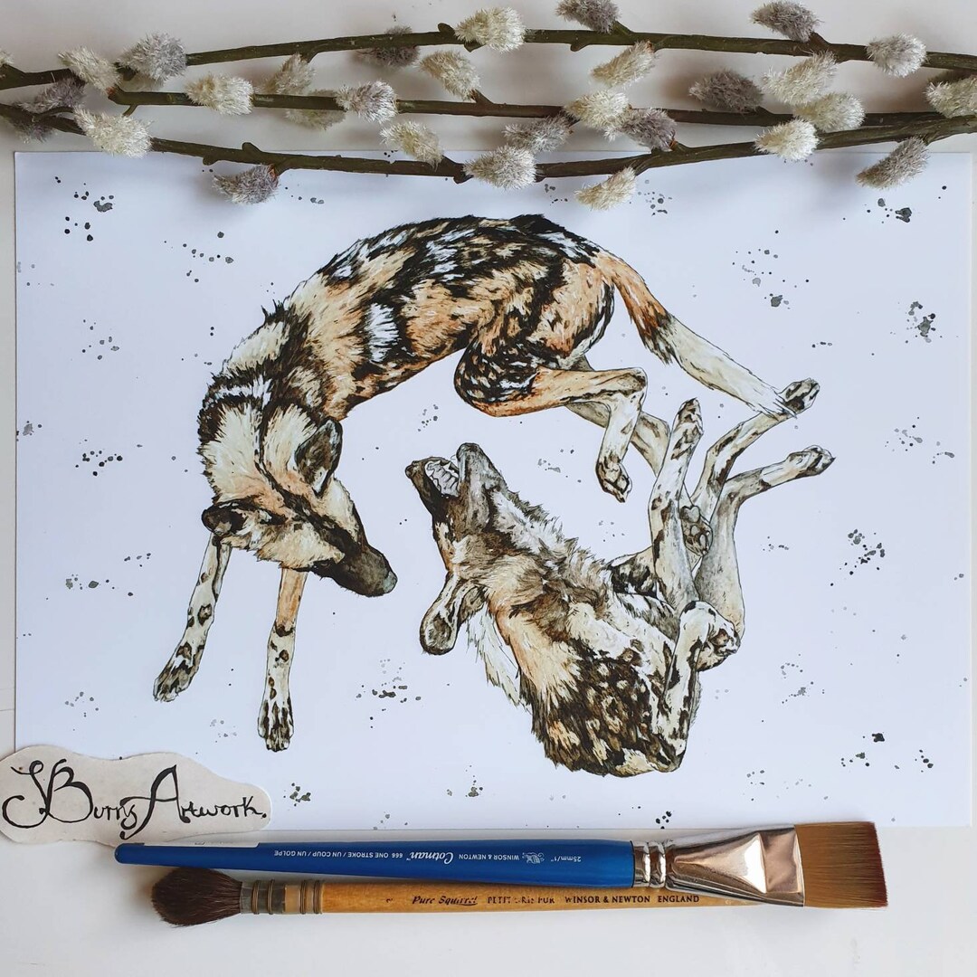 African Wild Dog Print, Painted Dog, Playful Dogs, Dog Lover Gift ...