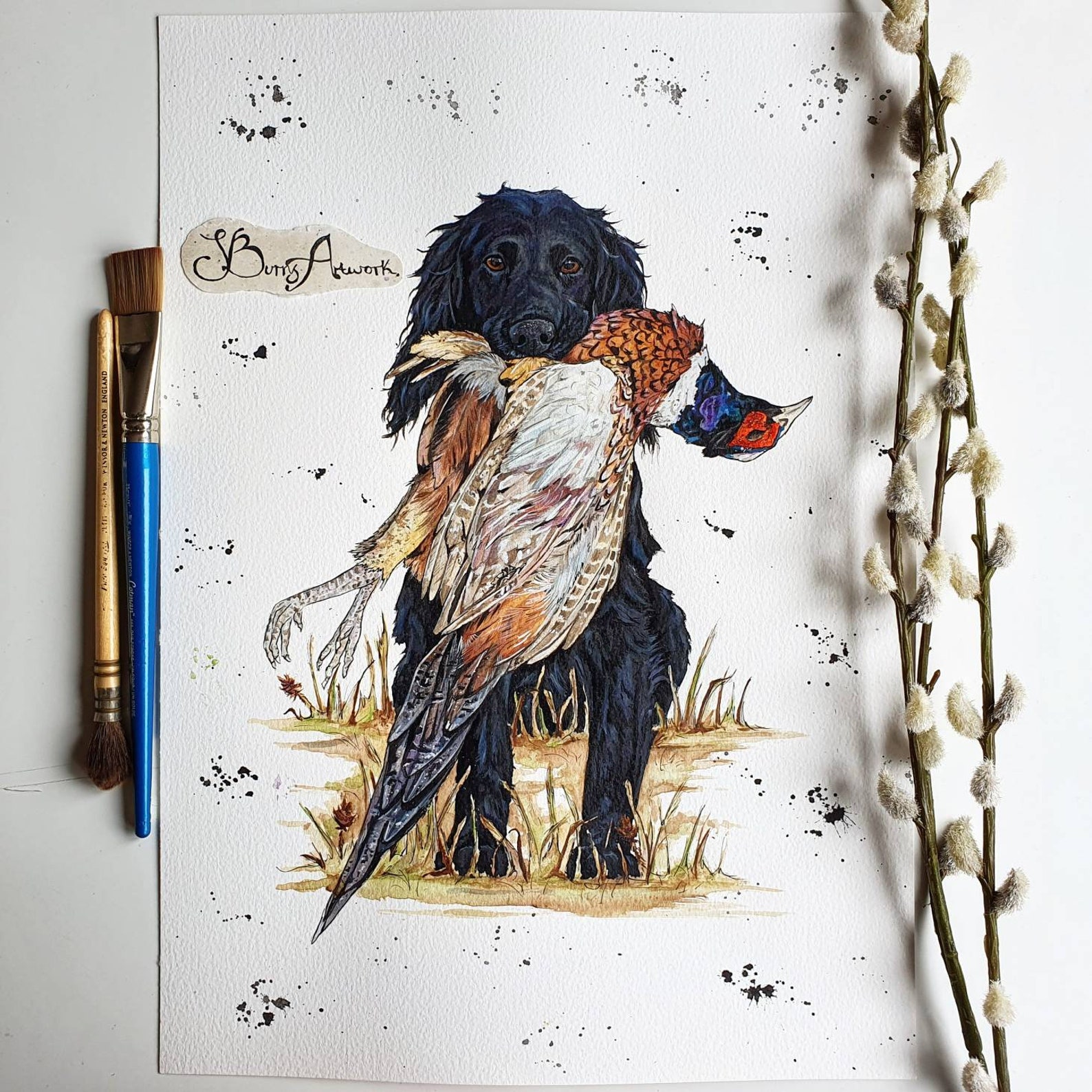 Working Cocker Spaniel Watercolour Painting Black Cocker - Etsy UK