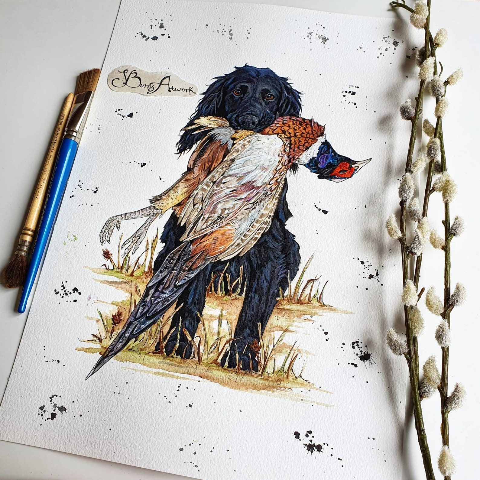 Working Cocker Spaniel Watercolour Painting Black Cocker - Etsy UK