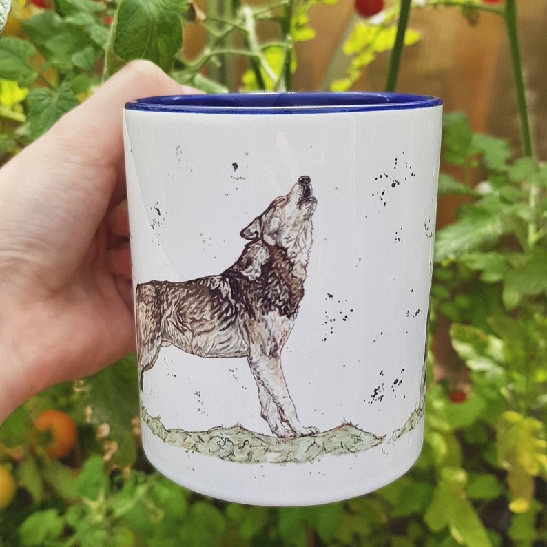 Howling Wolf Coffee Mug Watercolour Wolf Mug Wolf Lover - Etsy