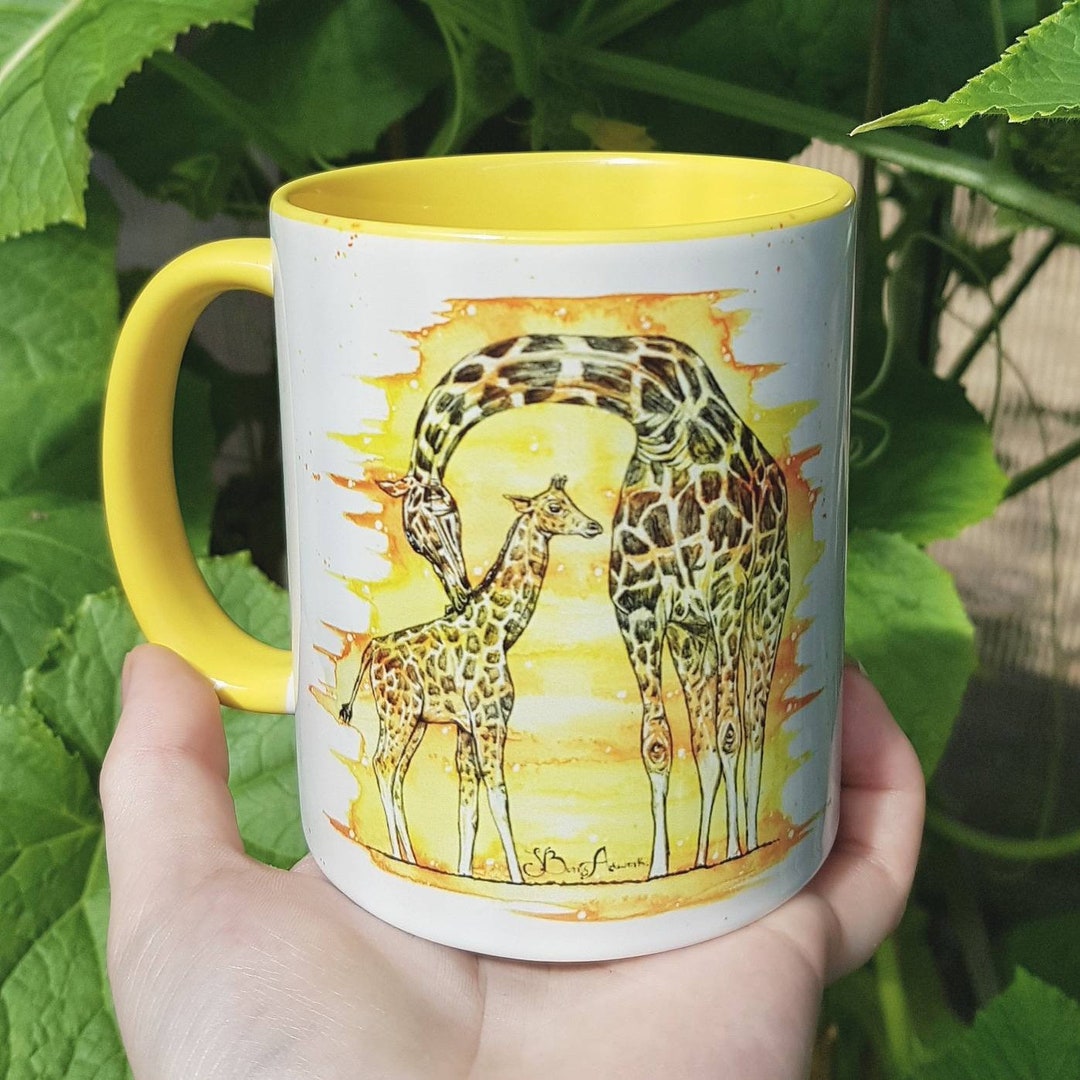 Watercolour Giraffe Mug, Animal Mug, Zoo Mug, Giraffe Gift, Yellow Mug ...