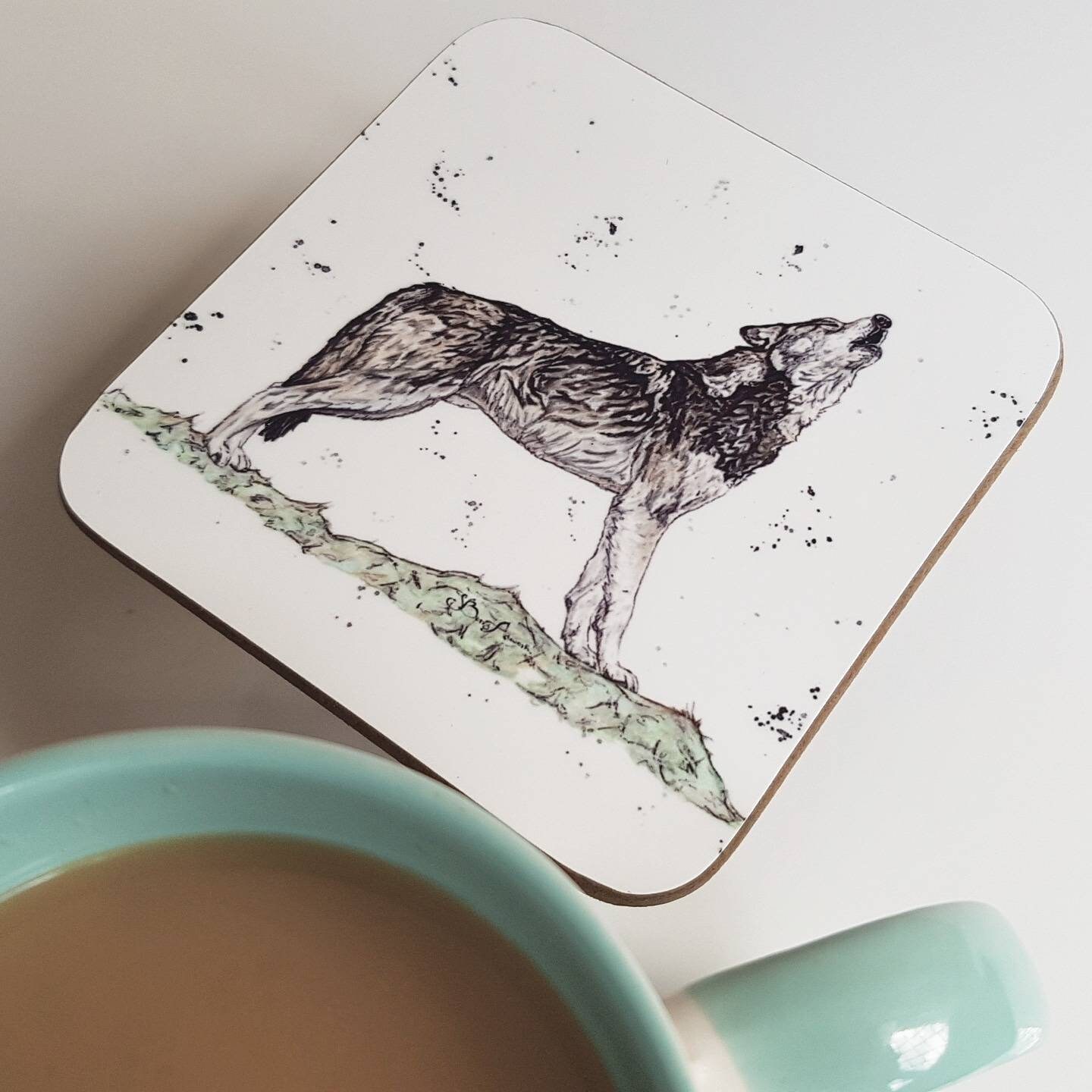 Set of 4 Howling Wolf Coaster Watercolor Wolf Wolf Lover | Etsy