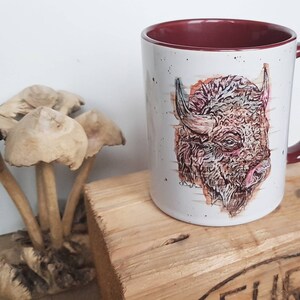 Watercolour Bison Coffee Mug, Cow Gifts, Native American Art, Buffalo ...