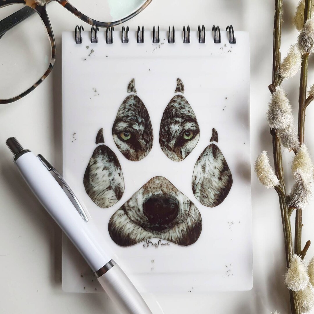 Timber Wolf Notepad, Wolf Paw Print, Paw Print, Wolf Lover Gifts ...