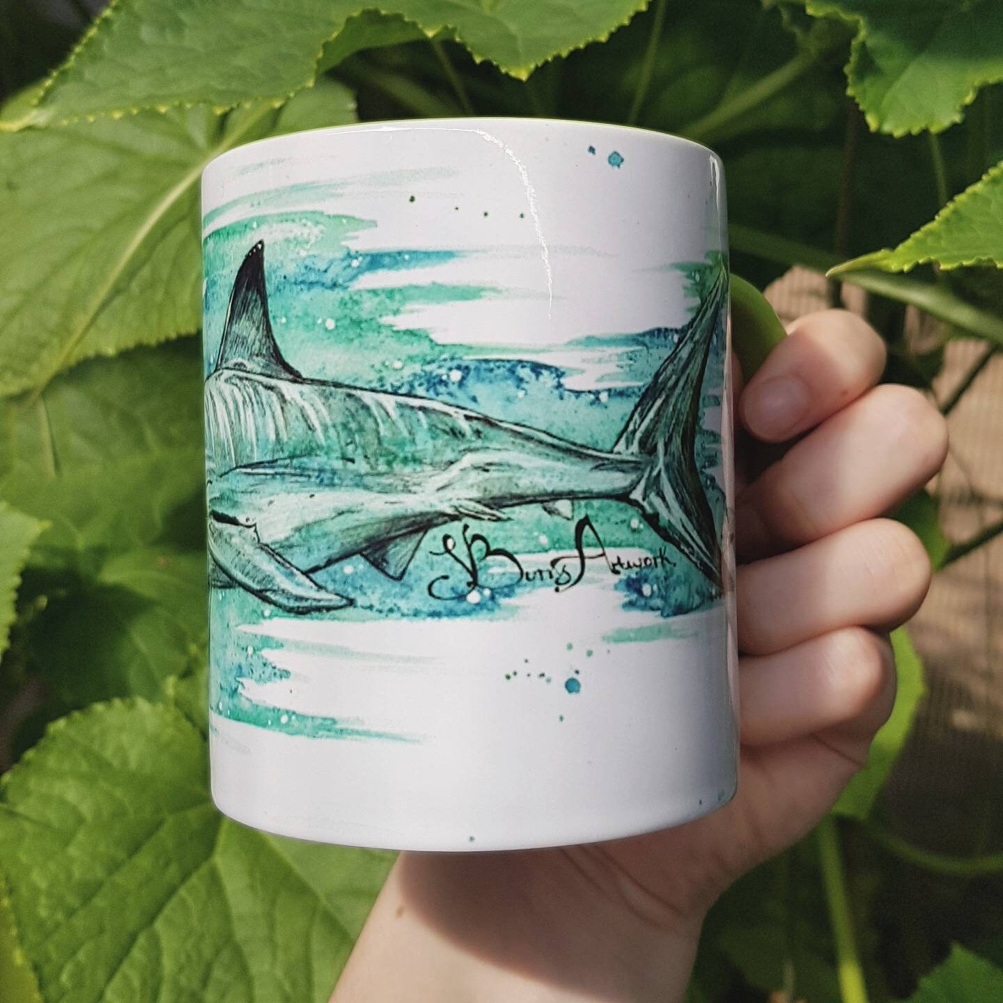 Watercolour Shark Coffee Mug Shark Gift Great White Shark | Etsy