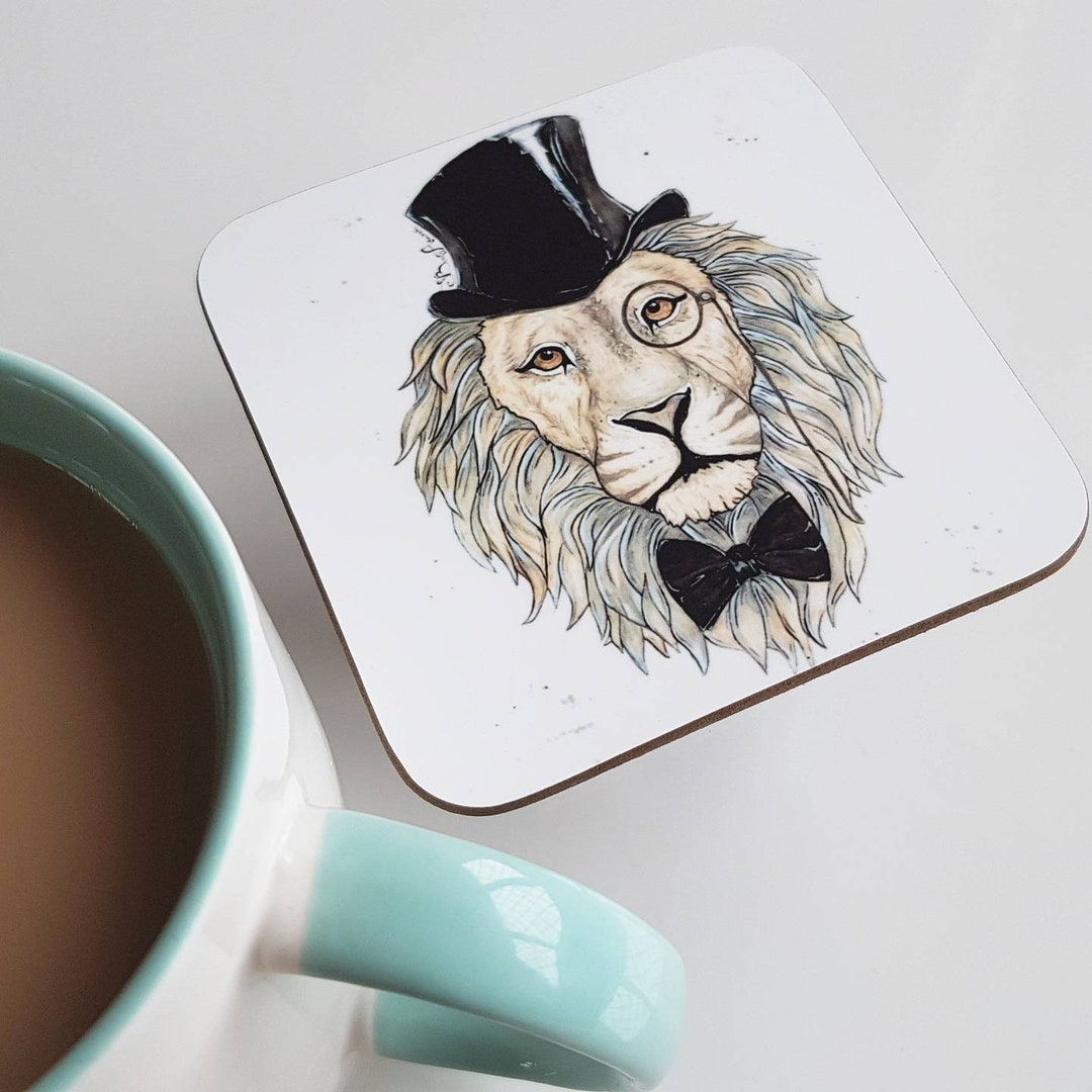 Watercolour Lion Coaster, Drink Coasters, Lion Gifts, Lion Decor, Tea ...