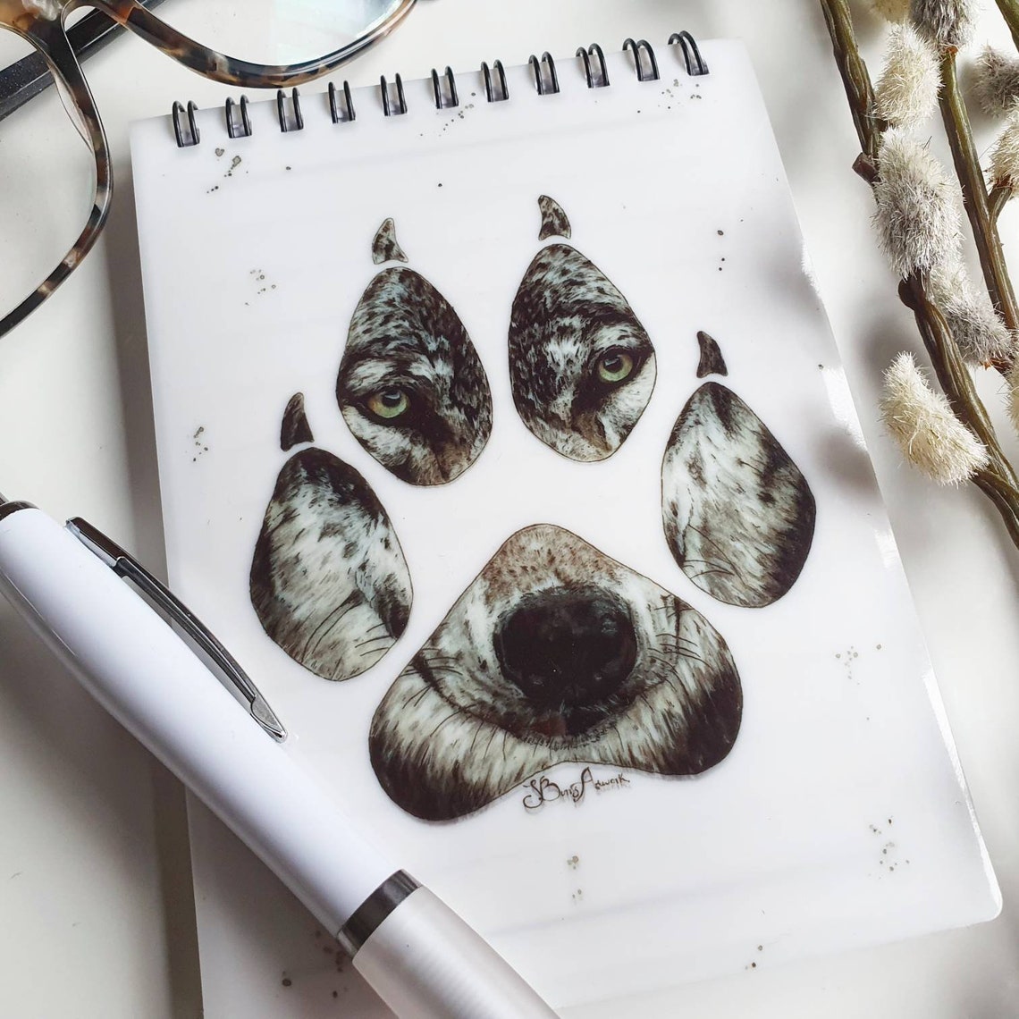 Timber Wolf Notepad Wolf Paw Print Paw Print Wolf Lover - Etsy UK