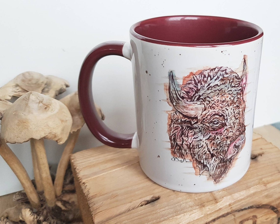Watercolour Bison Coffee Mug Cow Gifts Native American Art | Etsy UK