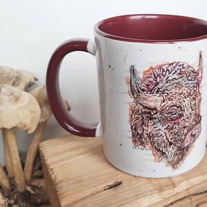 Watercolour Bison Coffee Mug, Cow Gifts, Native American Art, Buffalo ...