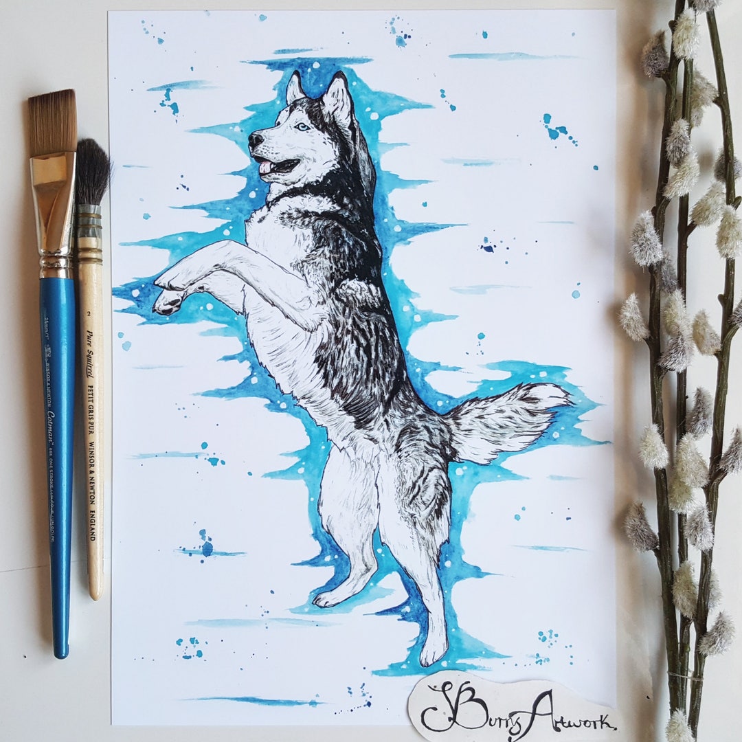 Siberian Husky Print, Red Husky, Snow Dog, Alaskan Malamute, Huskies ...