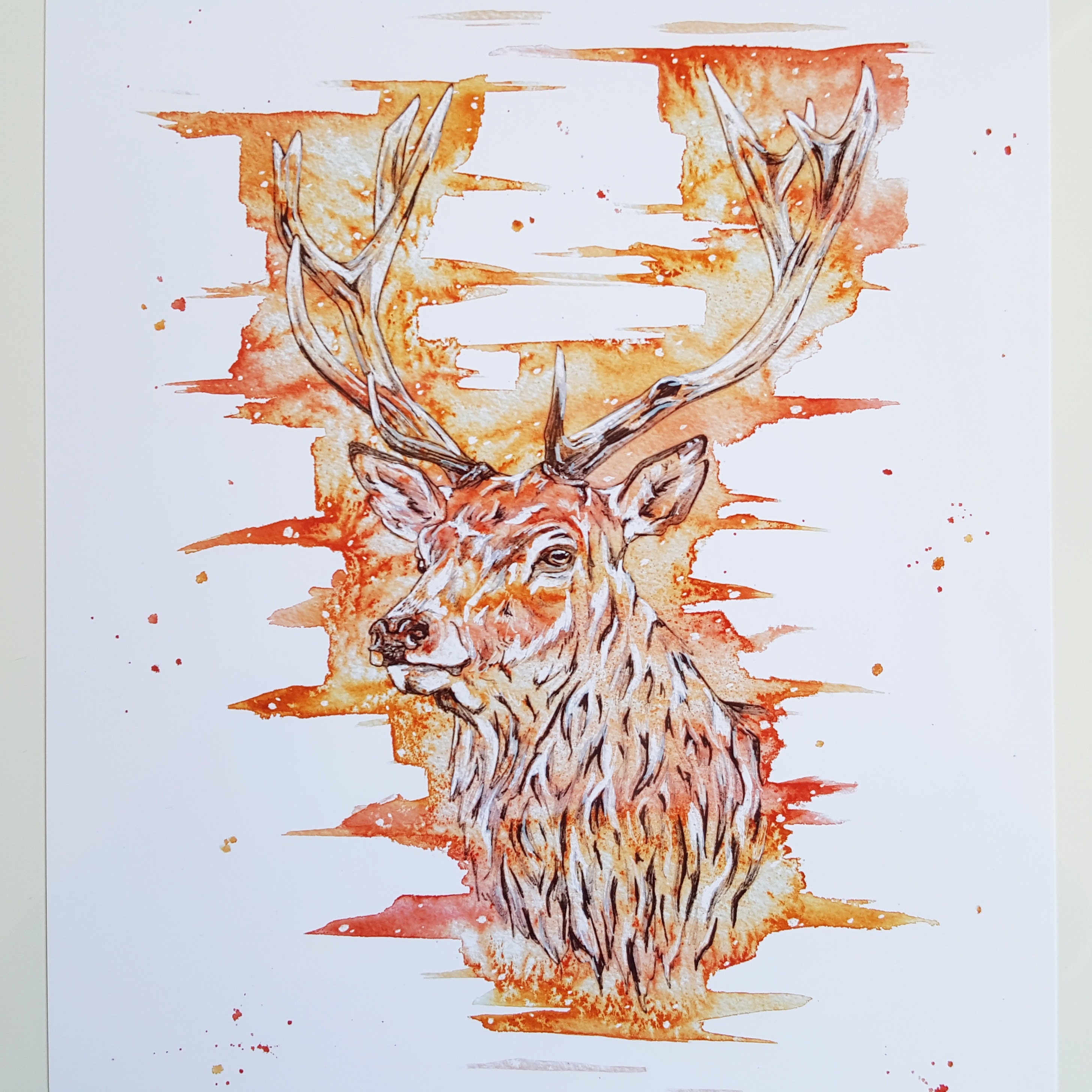 Watercolour Stag print stag wall art woodland animals | Etsy