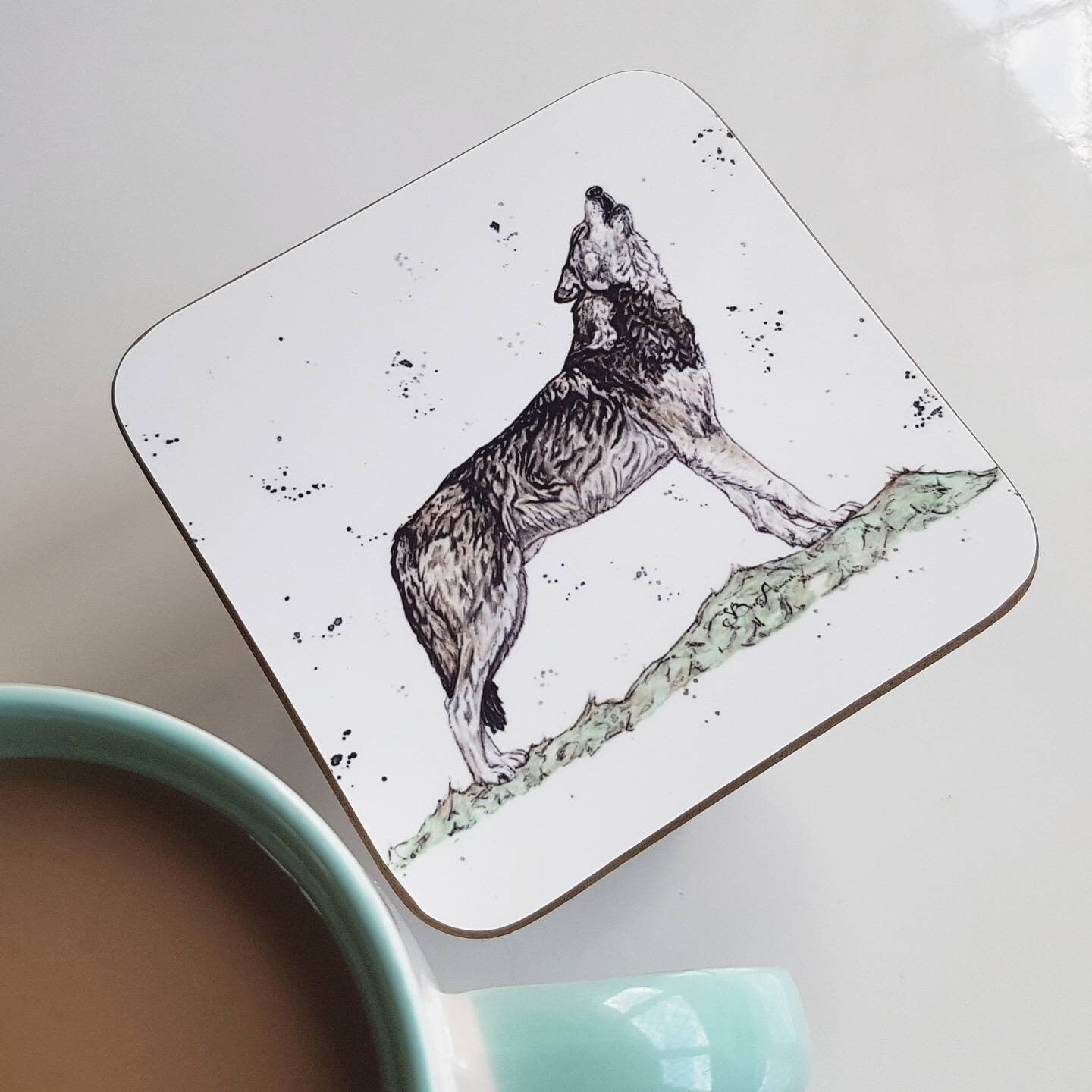Set of 4 Howling Wolf Coaster Watercolor Wolf Wolf Lover | Etsy