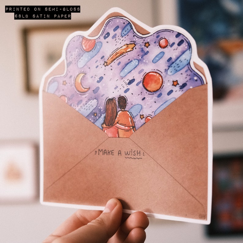 Space Envelope Art Print of Original Watercolor Illustration | Etsy