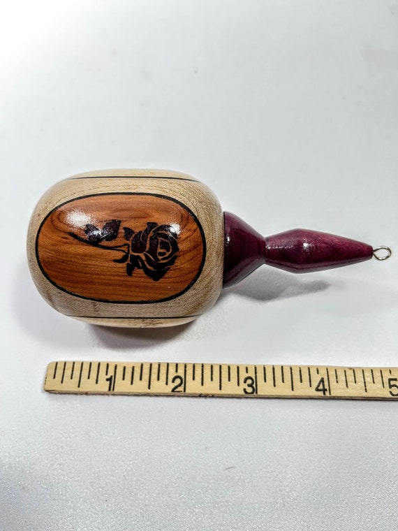 Rose and Star Inlay Wooden Ornament Holiday Heirloom Quality - Etsy