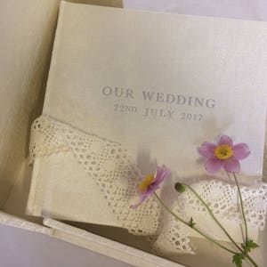 12 X 12 Personalised Wedding Album & Storage Box Bound in Crushed Ivory ...