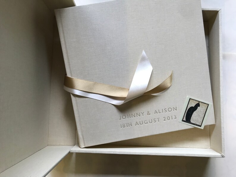 12 X 12" Personalised Wedding Album & Storage Box Bound in a 'cream ...