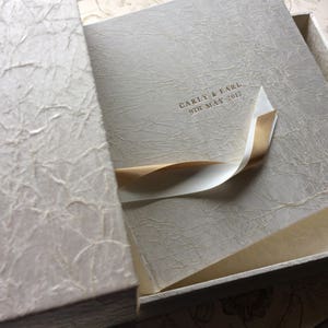 12 X 12 Personalised Wedding Album & Storage Box Bound in Crushed Ivory ...
