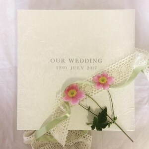 12 X 12 Personalised Wedding Album & Storage Box Bound in Crushed Ivory ...