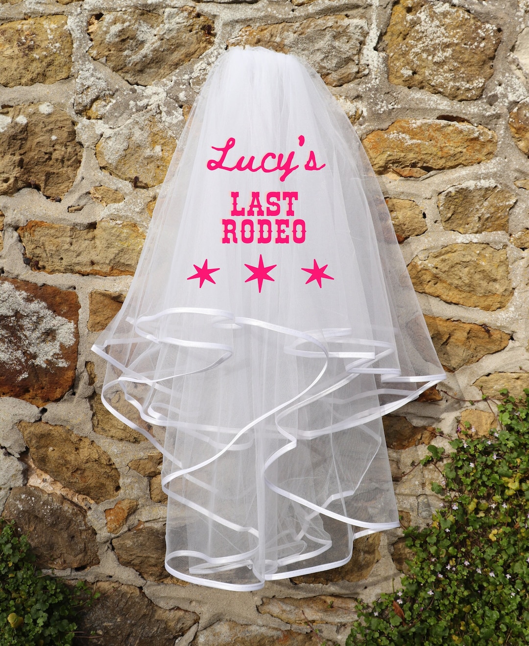 Last Rodeo Personalised Veil | Cowboy Cowgirl Themed Hen & Bachelorette ...