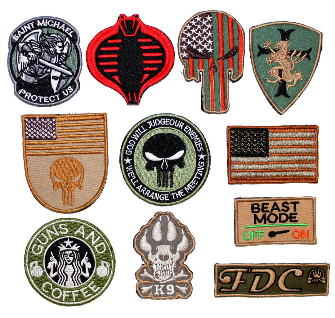 HOOK & LOOP Patch EMBROIDERED Military Tactical Army Flag, Cobra ...
