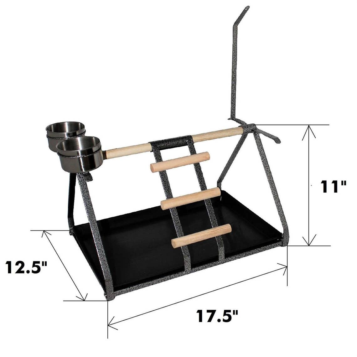 Parrot Bird Perch Table Top Stand Metal Wood 2 Steel Cups Play - Etsy