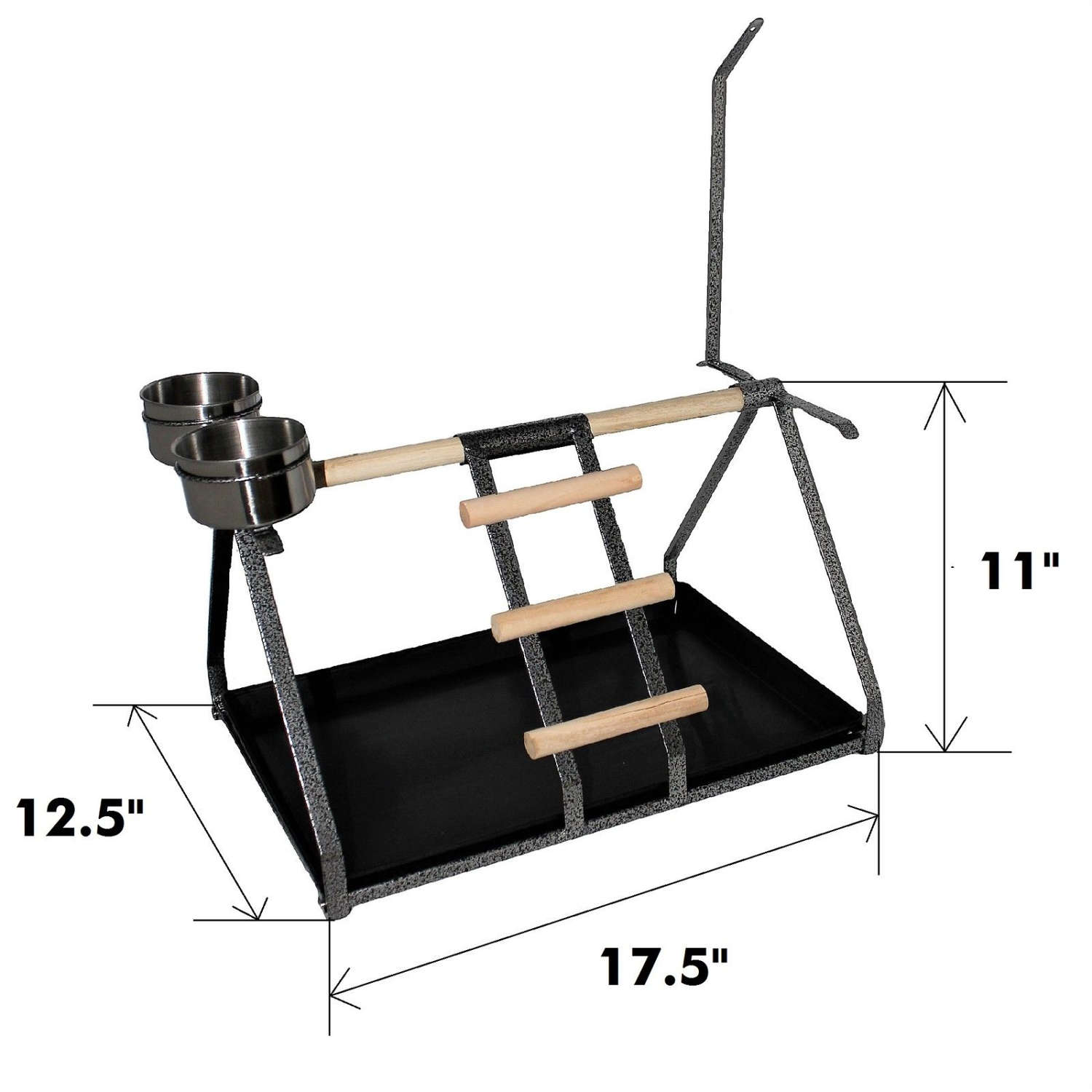 Parrot Bird Perch Table Top Stand Metal Wood 2 Steel Cups Play - Etsy