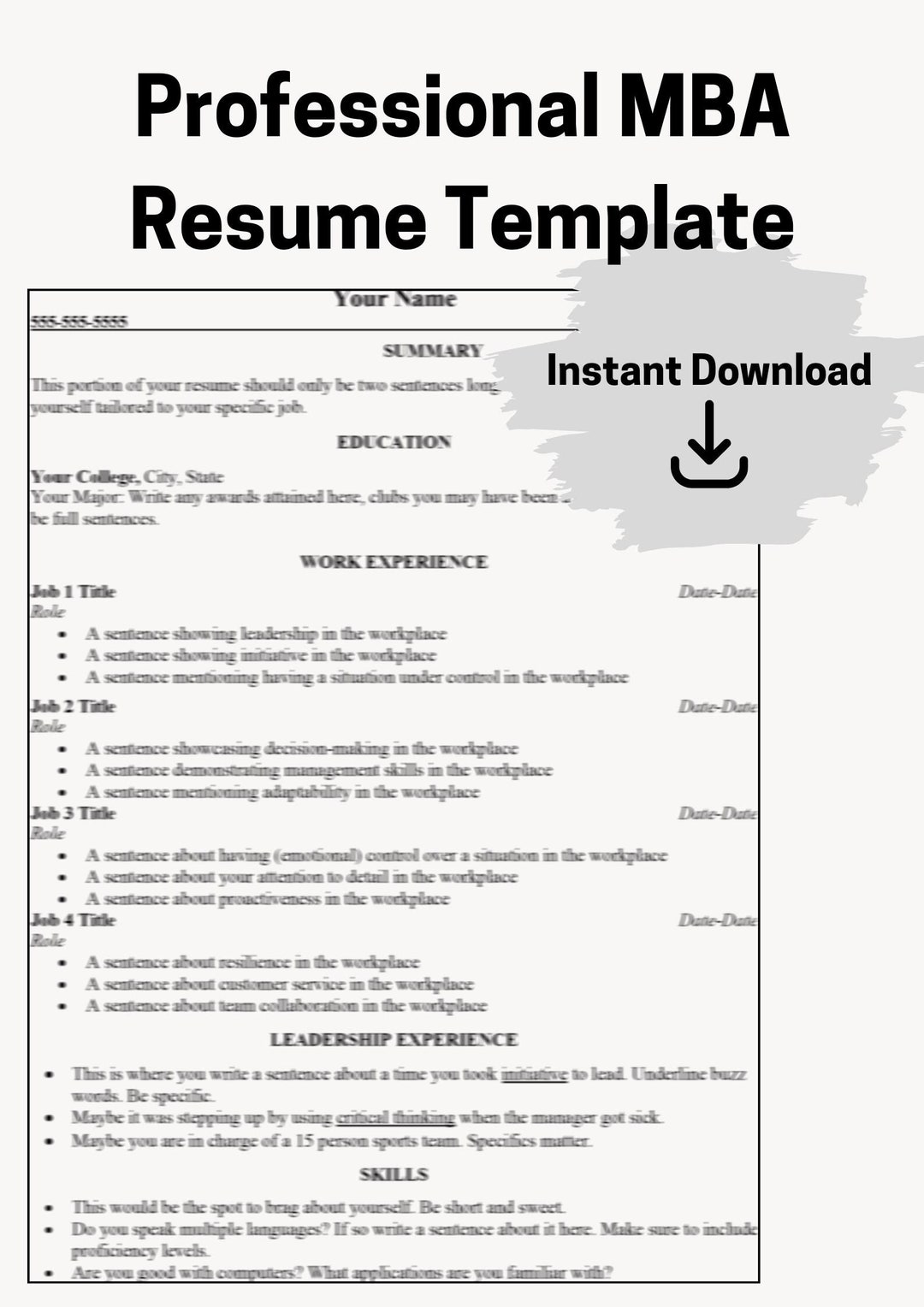 Professional MBA Resume Template| Business Growth | Results Driven - Etsy