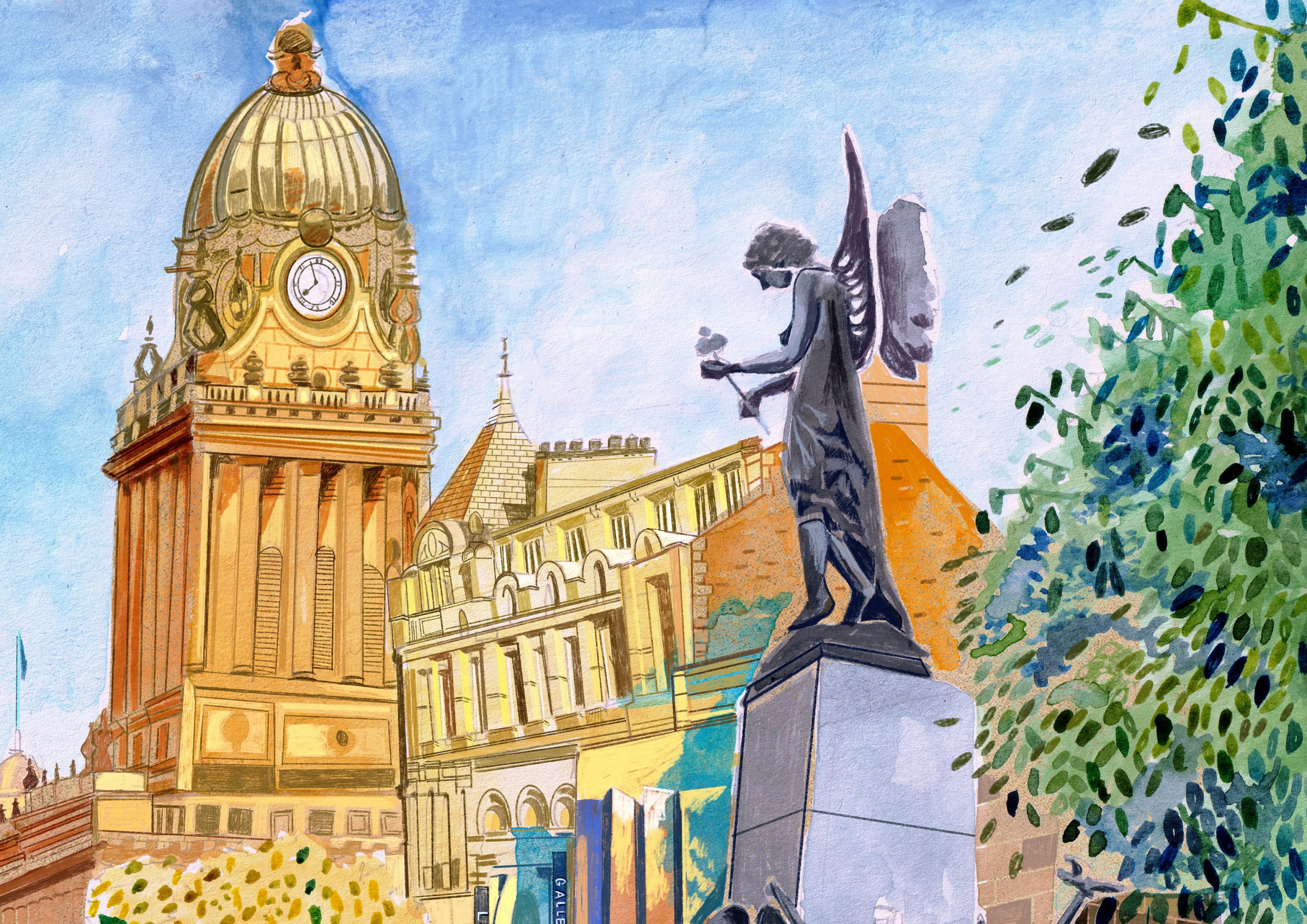 Leeds England, Leeds Art Gallery, Leeds Town Hall, The Headrow ...