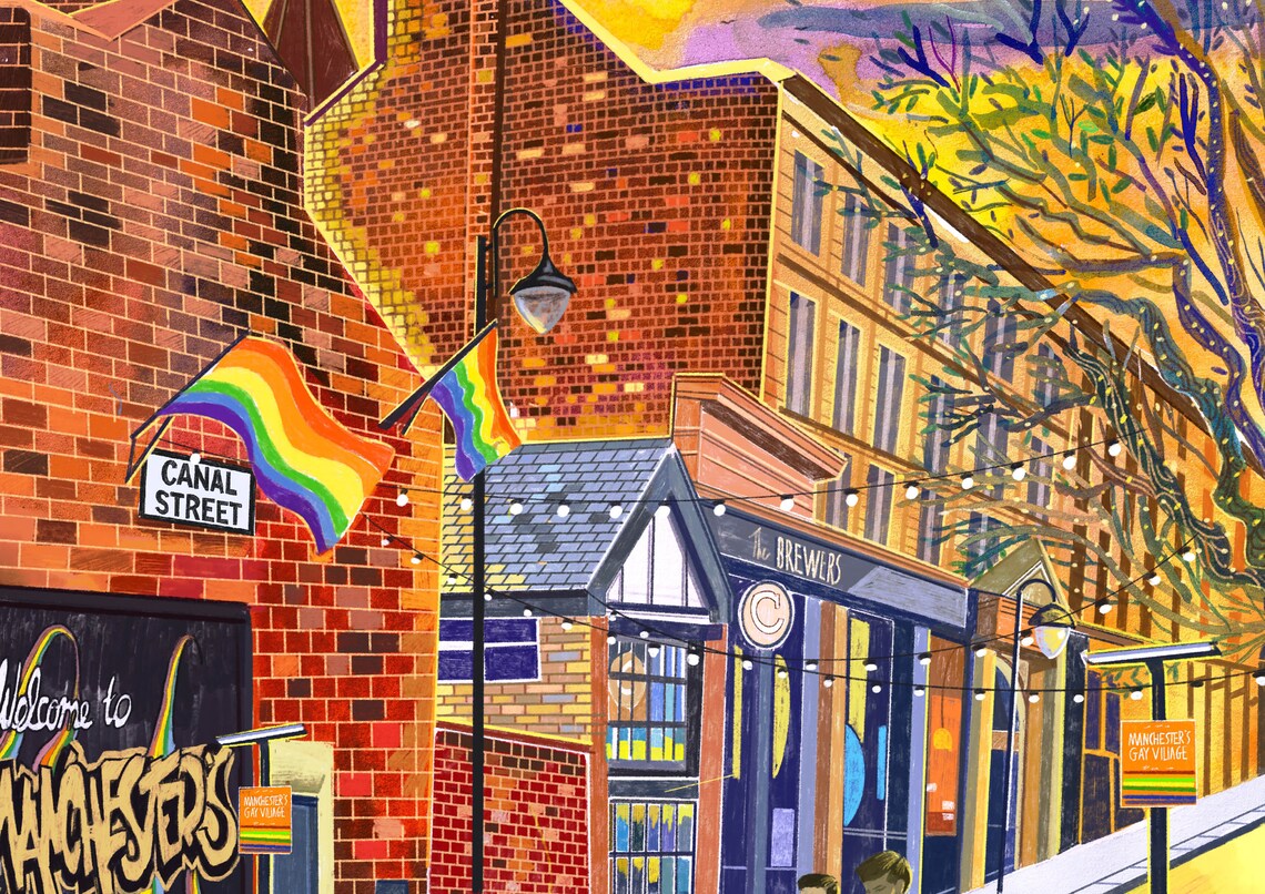 Manchester Art Print, Canal Street, the Gay Village, Manchester Pride ...