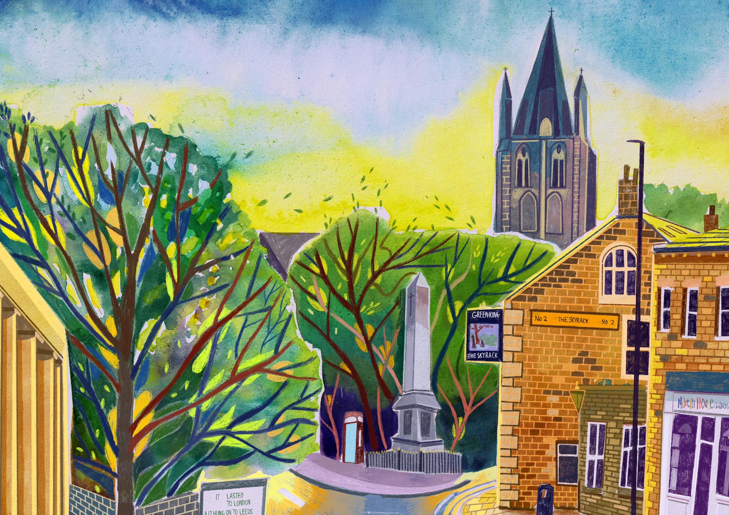Leeds Art Print, Headingley, Otley Road, West Yorkshire, Skyrack Pub ...