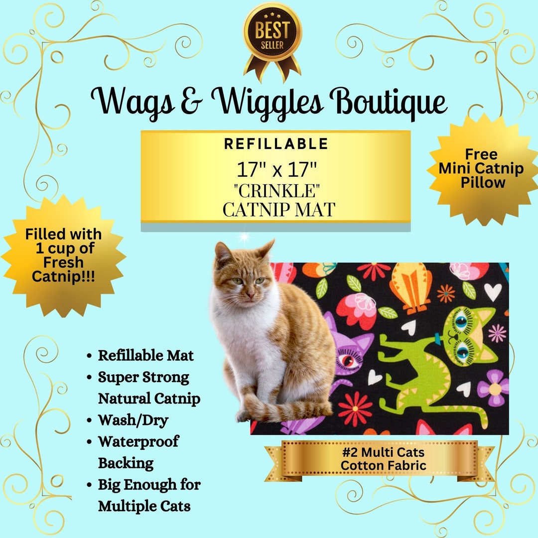 17 X 17 Crinkle Catnip Blanket, Cats, Cat Toy, Natural Catnip, Catnip Toys, Gifts for Pets, Cat ...