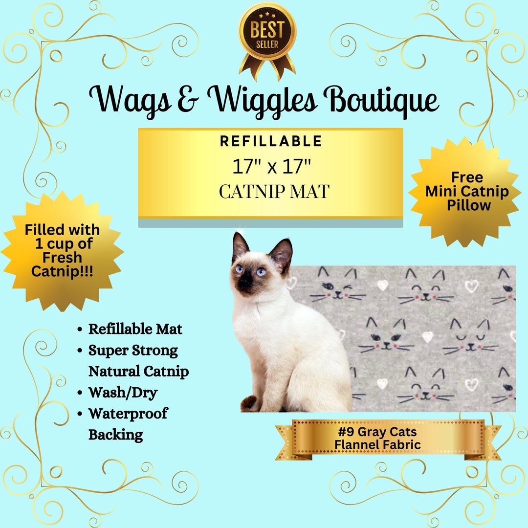 17 X 17 Refillable Catnip Blanket, Gifts for Pets, Cat Gifts, Pet Gifts, Catnip Mat, Catnip Toys ...