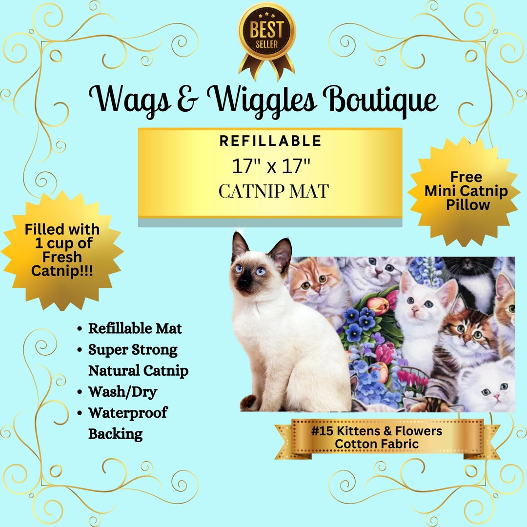 17 X 17 Refillable Catnip Blanket, All Natural Catnip, Gifts for Pets, Cat Gifts, Pet Gifts ...