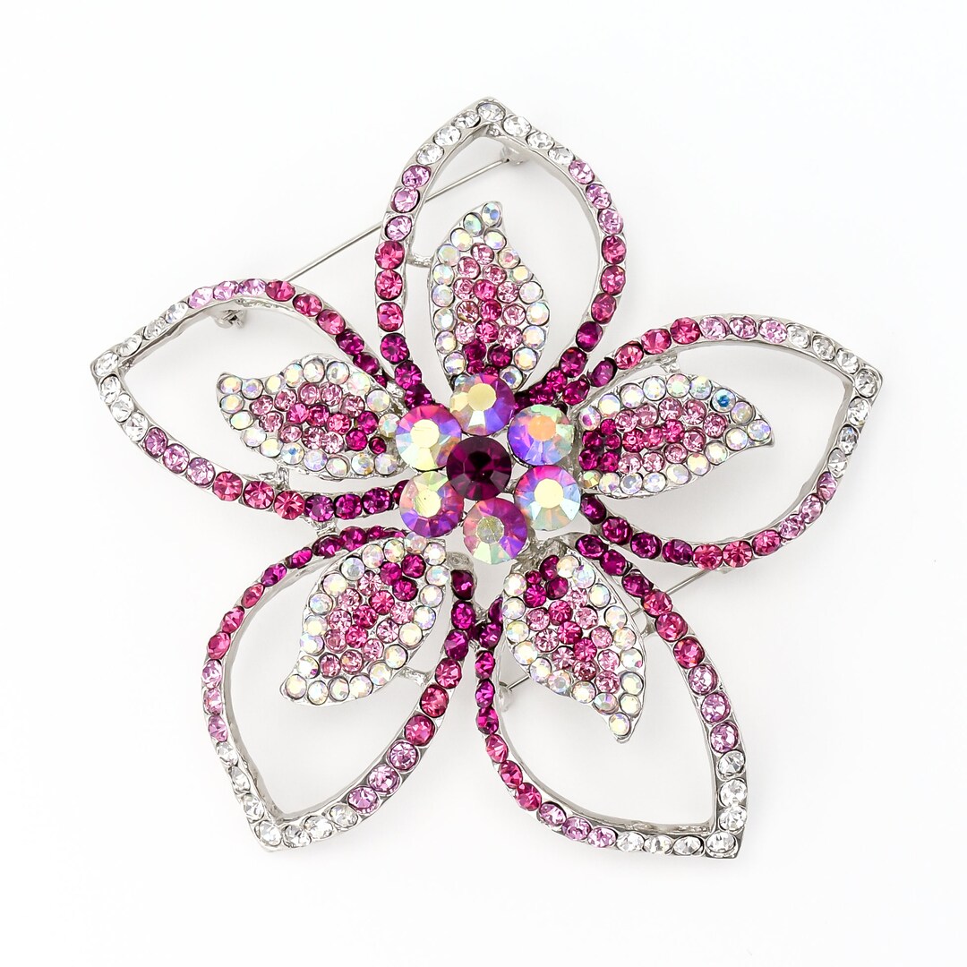 4 Crystal Pink Brooch Large Pink Brooch Wedding Cake - Etsy