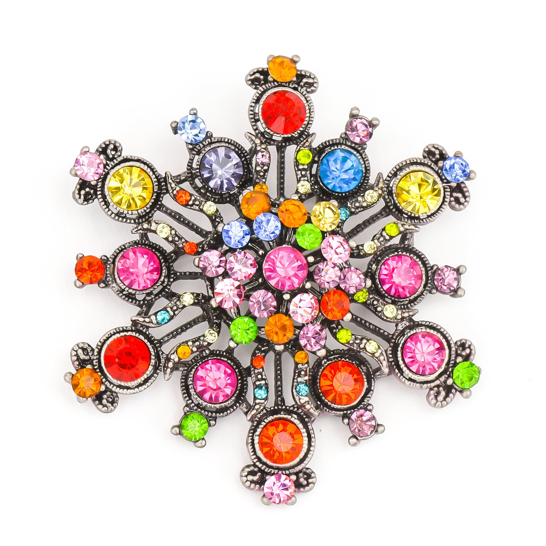 Rainbow Brooch Colorful Brooch Crystal Colorful Brooch | Etsy