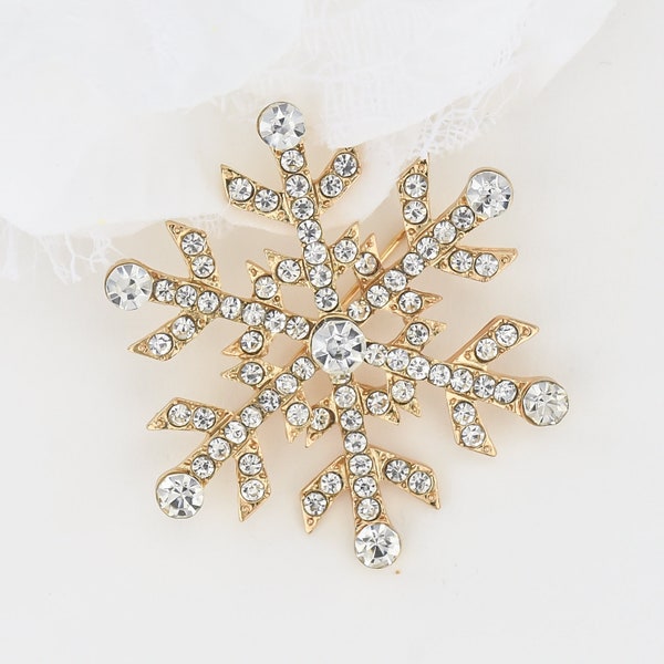 Snowflake Rhinestone Brooch - Etsy