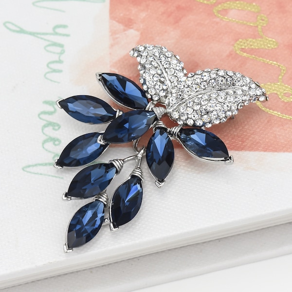 Navy Blue Brooch - Etsy
