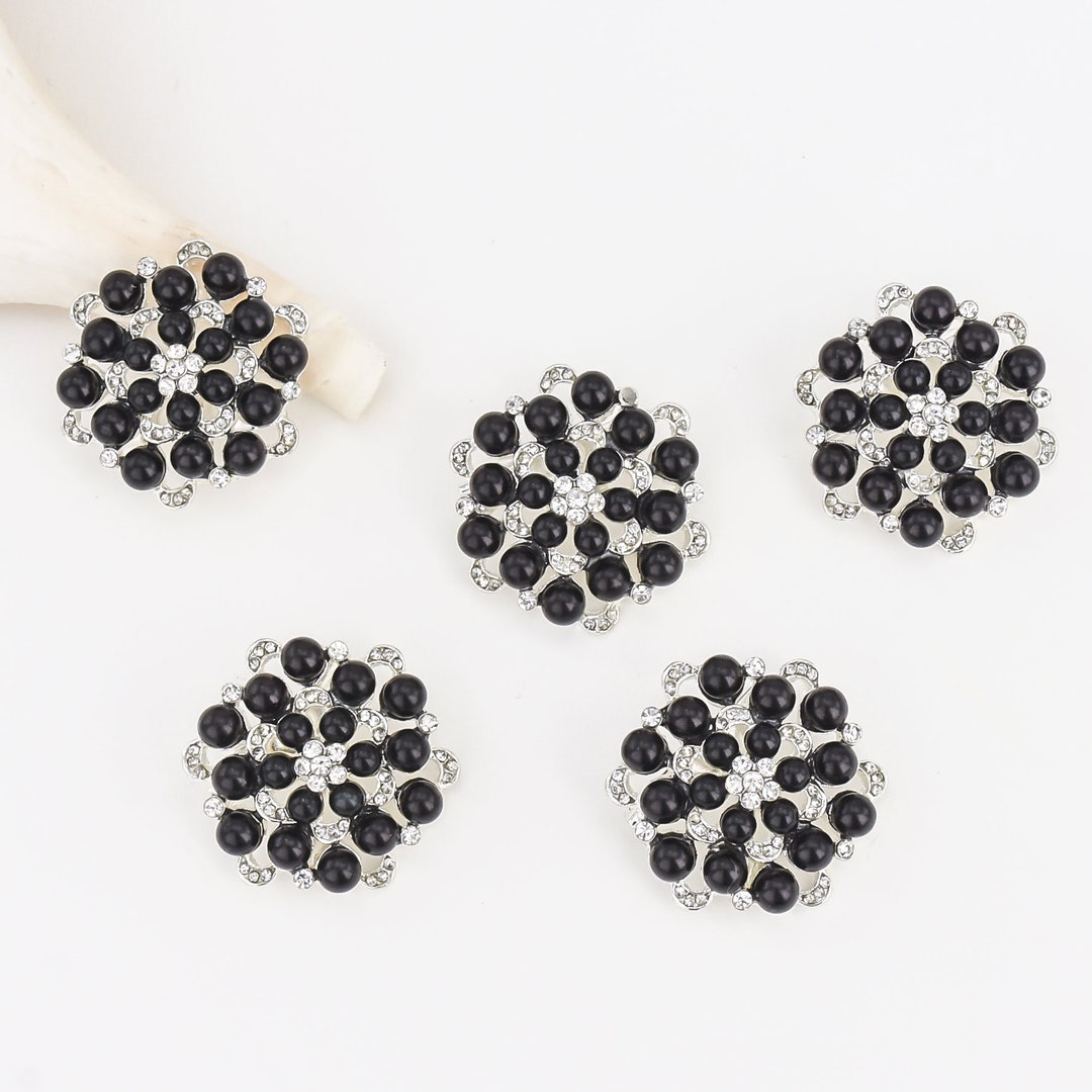 SALE 30mm Black Faux Pearl Brooches, Wedding Bouquet Brooches, DIY ...