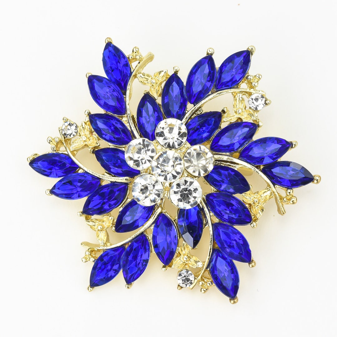 2 1/4" Royal Blue Bridal Brooch, Blue Brooch, Wedding Brooch, Bouquet ...