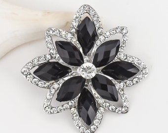 Black Crystal Brooch | Etsy