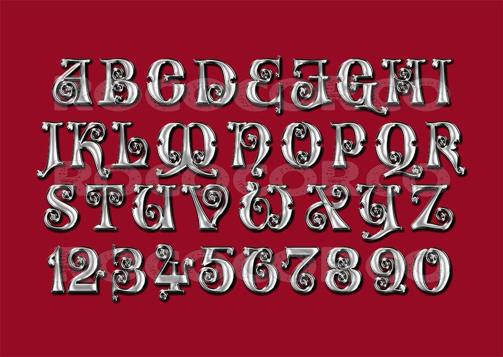 Alphabet Font Design 88. Silver Gold Bronze Transparent PNG - Etsy