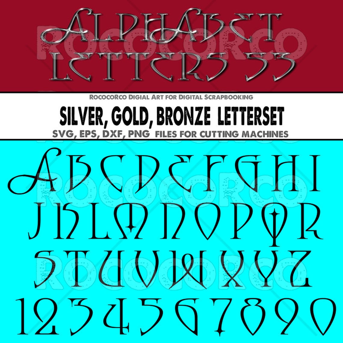Alphabet Font Design 53. Silver Gold Bronze Transparent PNG - Etsy