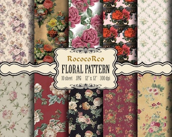 Shabby Chic Scrapbook Paper Rose Vintage Digital Paper Pack - Etsy
