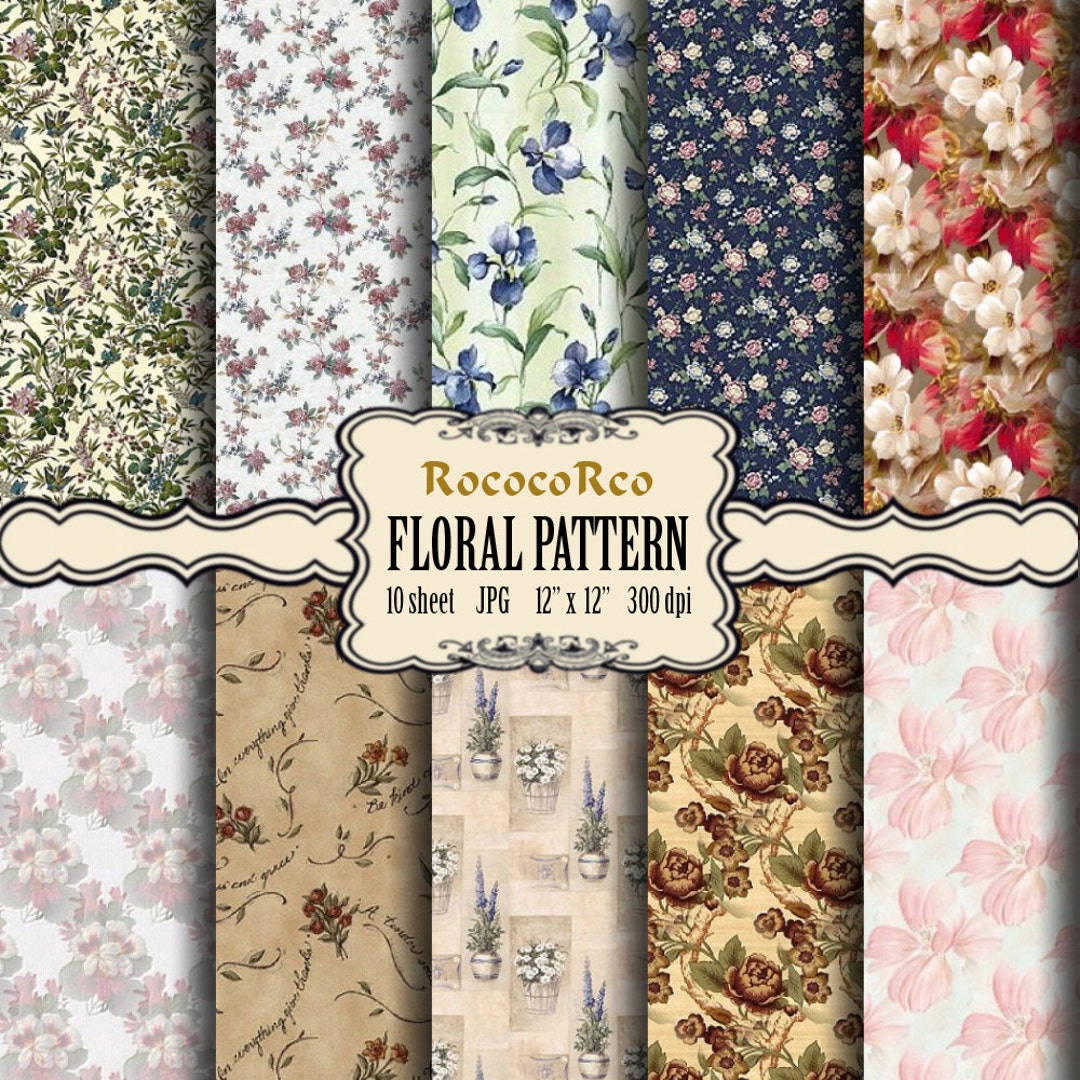 50 %_OFFSALE Digital Scrapbook Paper Pack Floral Fabric - Etsy