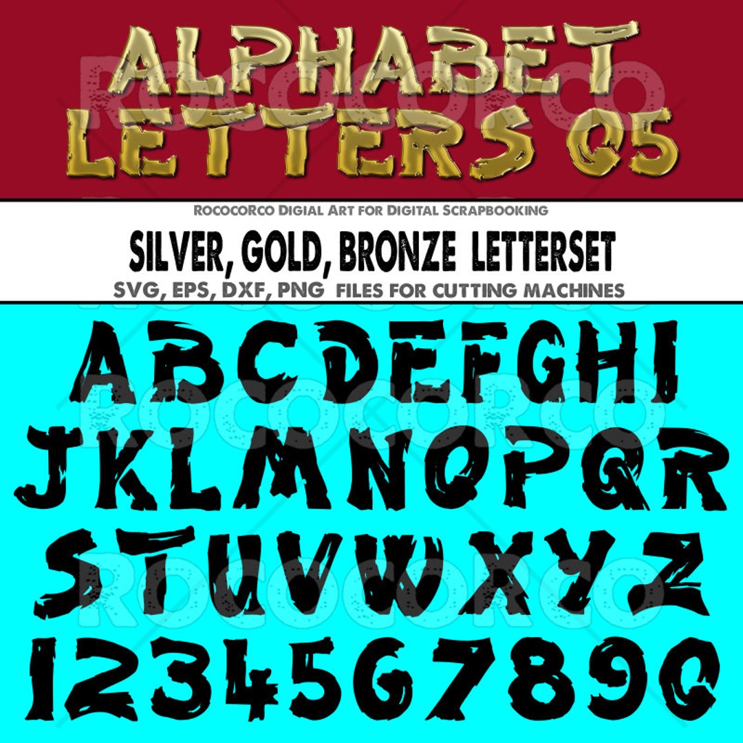 Alphabet Font Design 05. Silver Gold Bronze Transparent PNG - Etsy