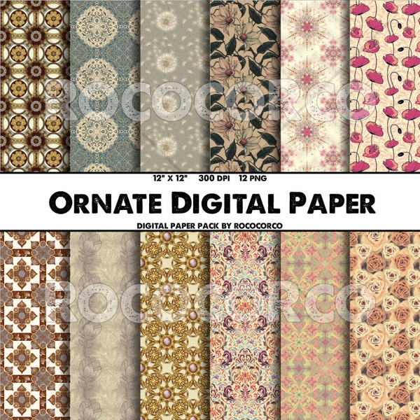 50%_OFF_SALE. Digital Scrapbook Paper Pack. Floral Fabric Prints ...