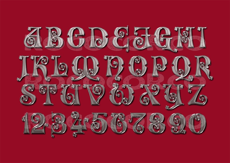 Alphabet Font Design 88. Silver Gold Bronze Transparent PNG - Etsy