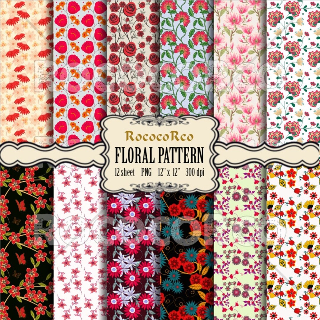 Floral Digital Paper Pack: Shabby Chic Fabric Prints (digital Download ...